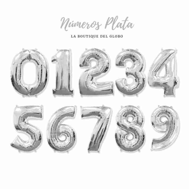 Números Plata - La Boutique del Globo